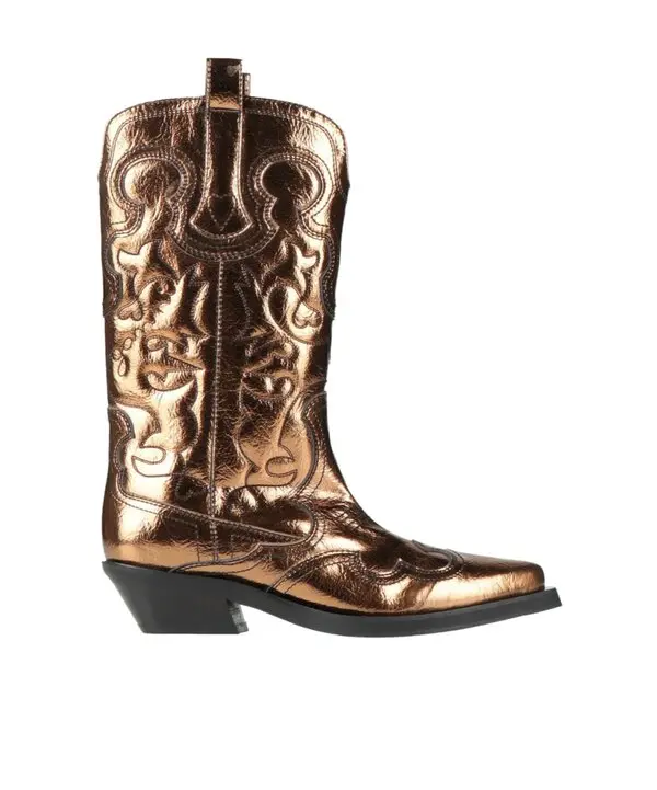 GANNI Simple Metallic-colored Cowboy Boots