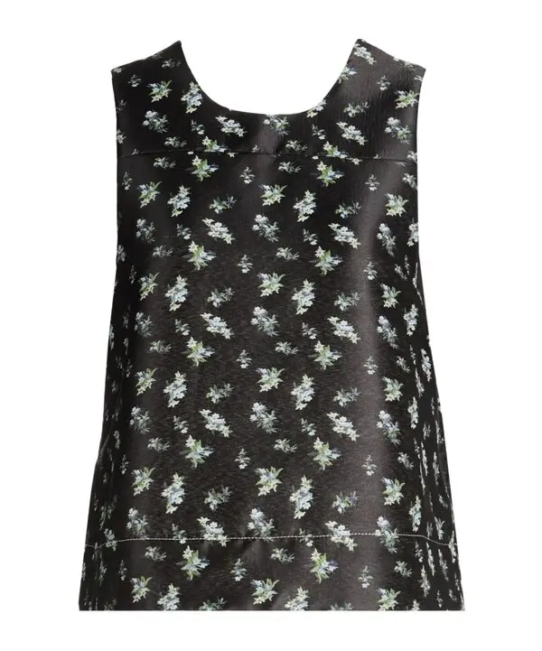 GANNI Sleeveless Round Neck Top - Black