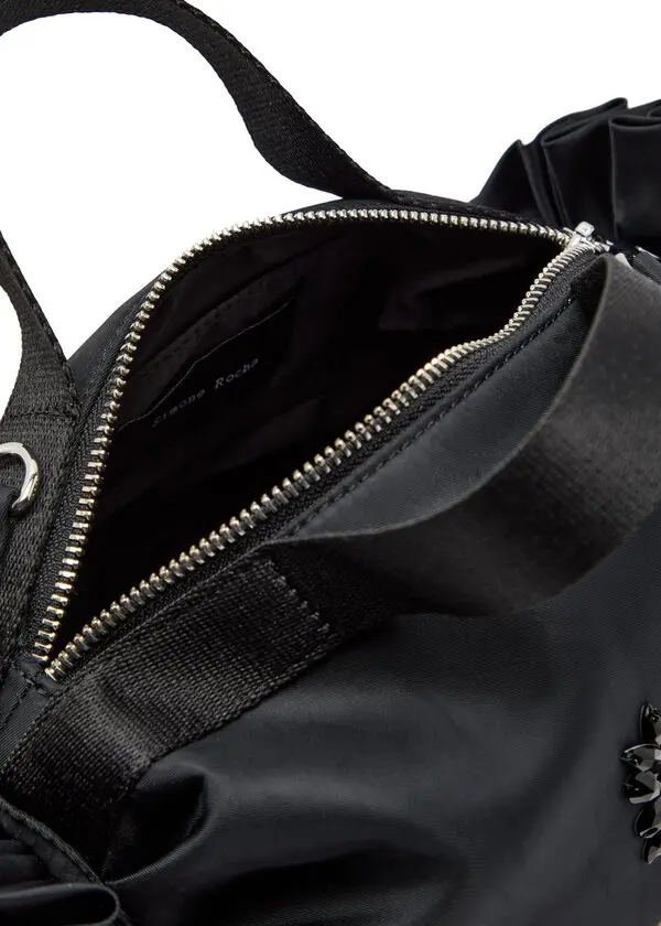 Simone Rocha Double Ribbon Rosette Mini Nylon Top Handle Bag - Black