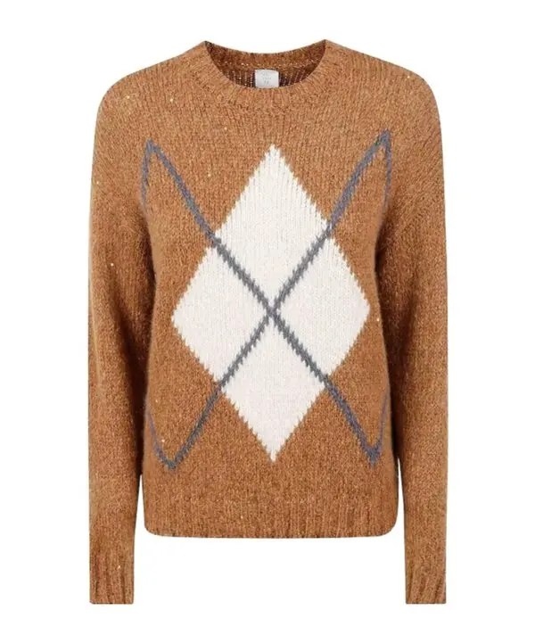 Eleventy Argyle Knitted Sweater - Brown