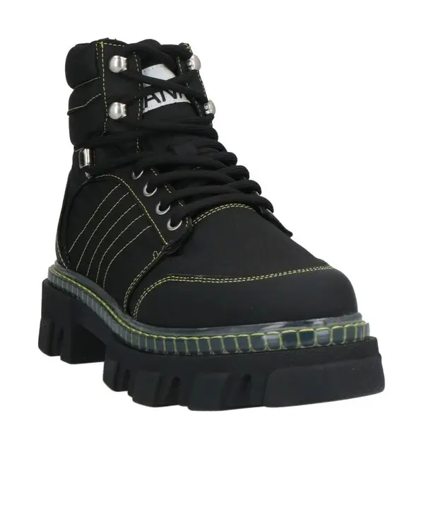 GANNI Lace-up Combat Boots With Leather Accents
