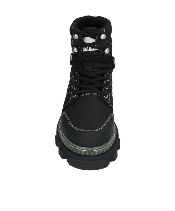 GANNI Lace-up Combat Boots With Leather Accents