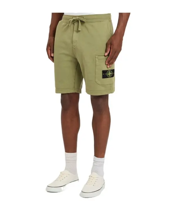 Stone Island Logo Cotton Shorts