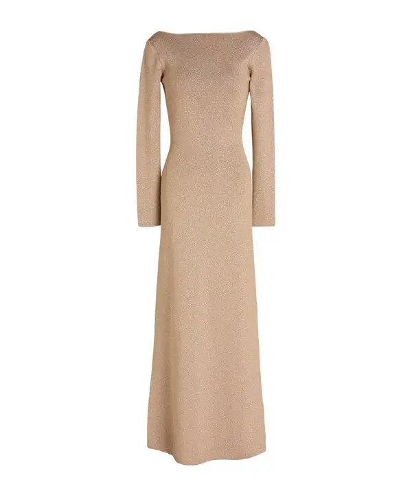 Max Mara Metallic Long-sleeve Maxi Dress