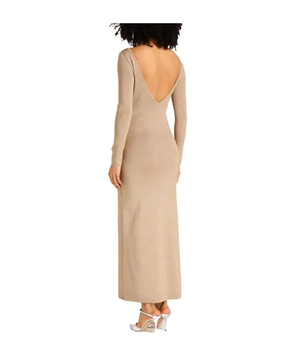 Max Mara Metallic Long-sleeve Maxi Dress