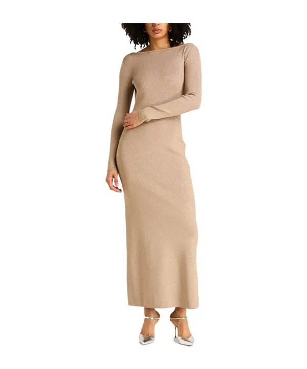Max Mara Metallic Long-sleeve Maxi Dress