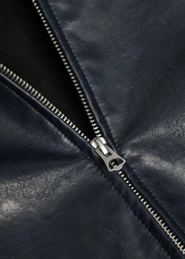 Rag & Bone Krista Faux Leather Zip-up Jacket With Cuffed Sleeves - Black