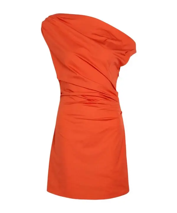 Staud Asymmetric Stretch-cotton Mini Dress