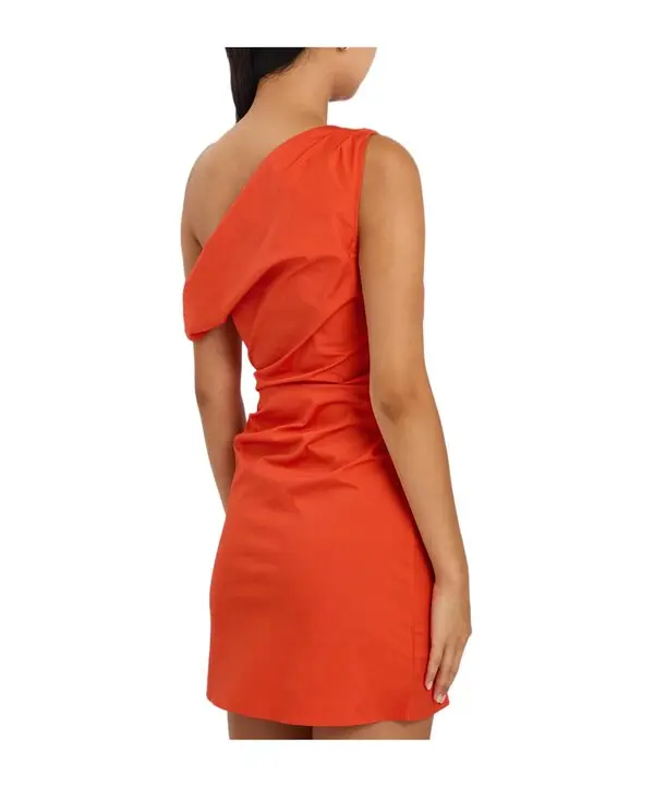 Staud Asymmetric Stretch-cotton Mini Dress