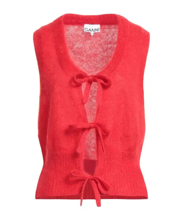 GANNI Sleeveless Knitted Vest - Red