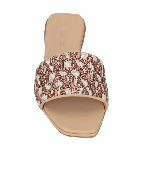 Max Mara Flat Square Toe Slides - Nude