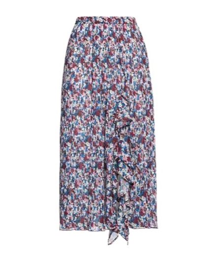GANNI Pleated Midi Skirt With Floral Print
