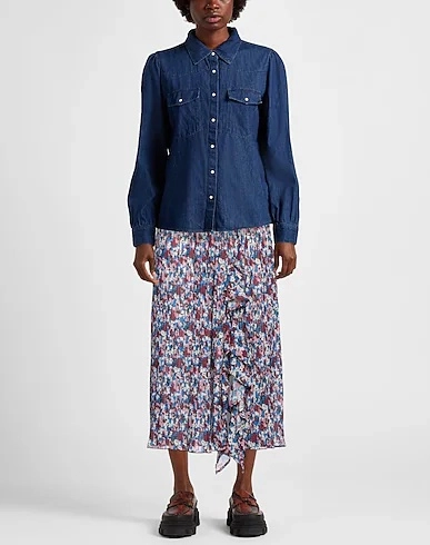 GANNI Pleated Midi Skirt With Floral Print