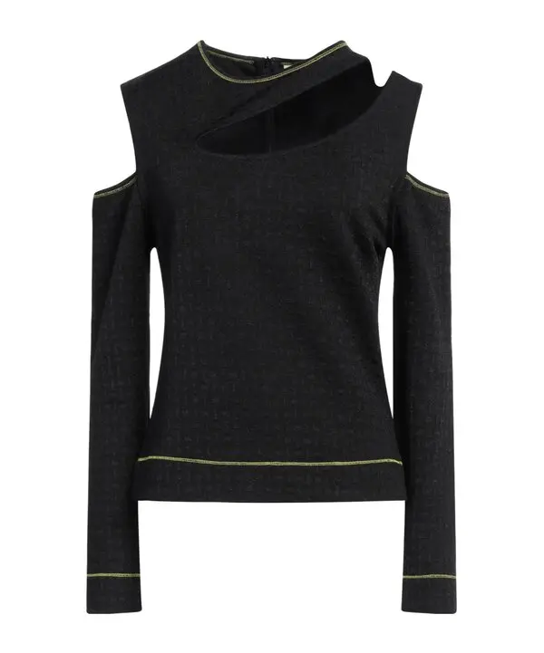 GANNI Crew-neck Knitted Top - Black
