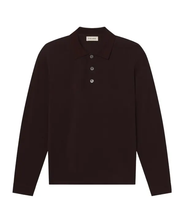 FRAME Long-sleeved Piqué Polo Shirt