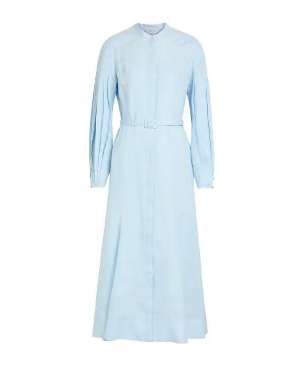 Gabriela Hearst Linen Midi Shirt Dress - Blue