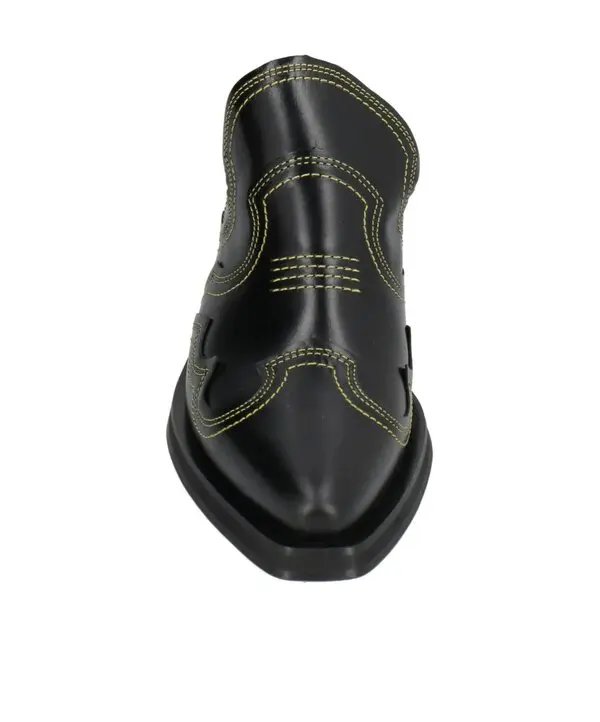 GANNI Leather Mules With Pointed Toe And Block Heel