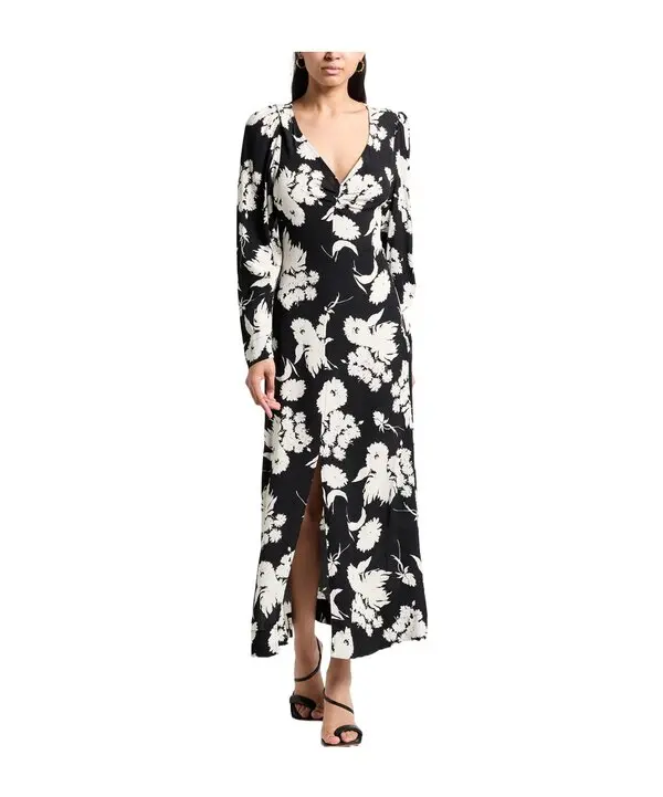 GANNI Floral Print Maxi Dress With Zip Fastening And Front Slit