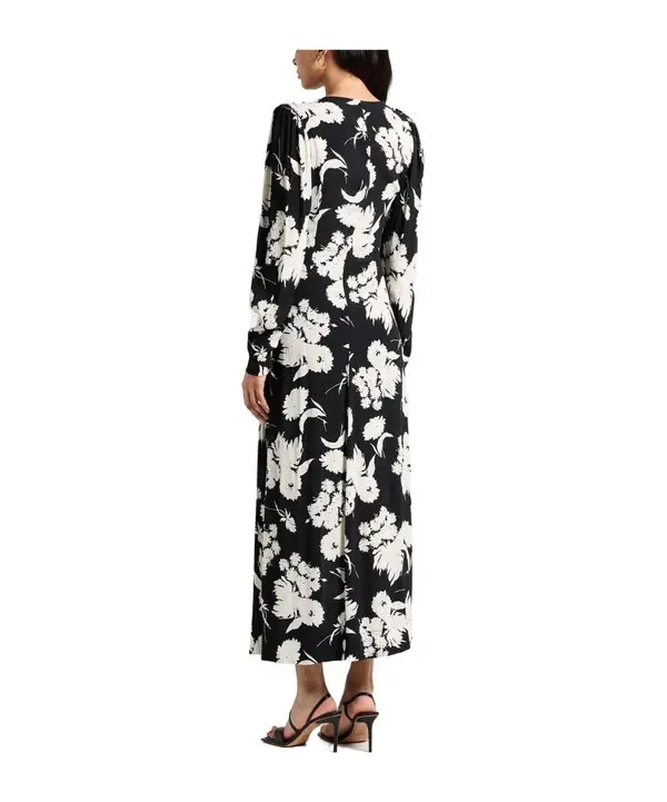 GANNI Floral Print Maxi Dress With Zip Fastening And Front Slit