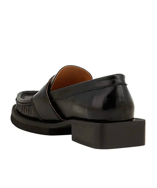 GANNI Patent Leather Loafers With Buckle Detail