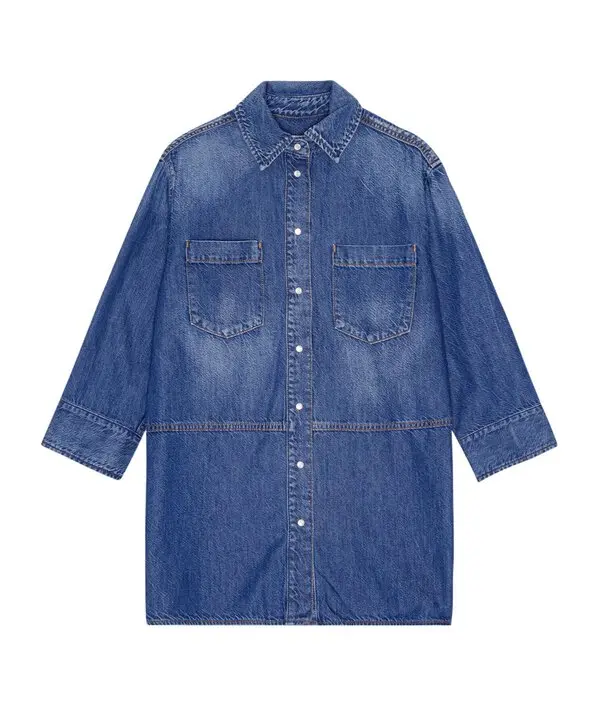 GANNI Denim Short Sleeve Shirt