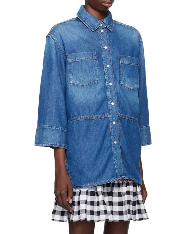 GANNI Denim Short Sleeve Shirt