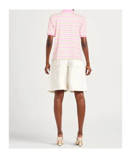 MAXCO. Max&co. Striped Polo Shirt With Logo Embellishment
