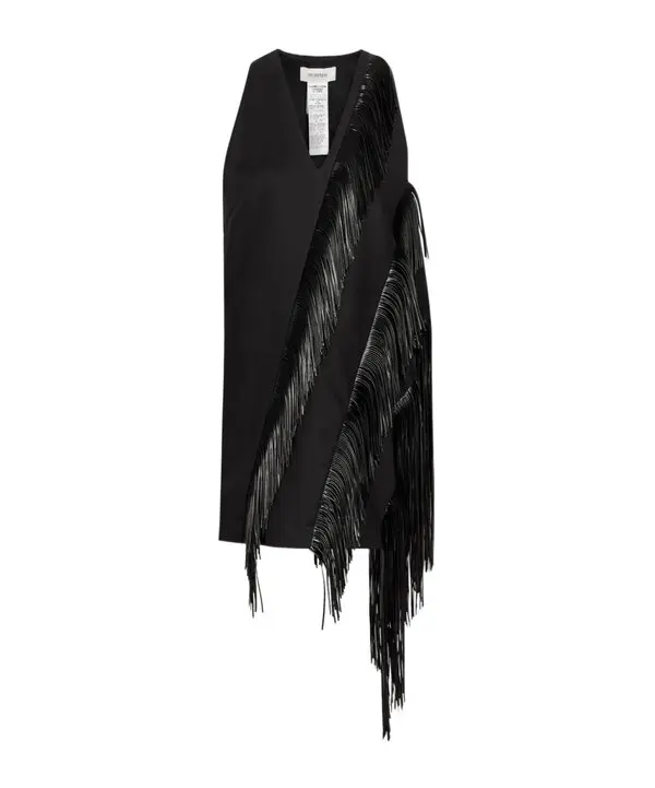 Sportmax Fringed V-neck Mini Dress