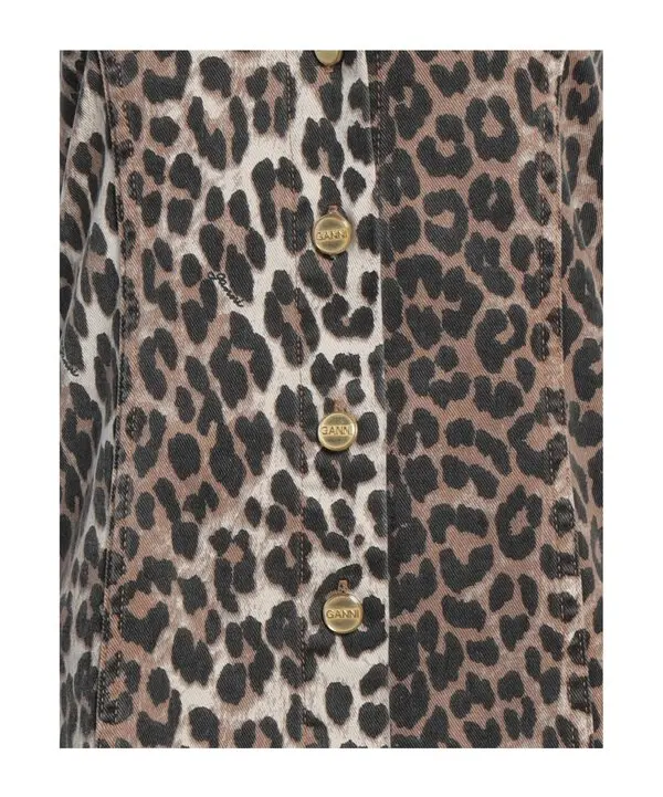 GANNI Leopard Print Strapless Tube Top With Belt