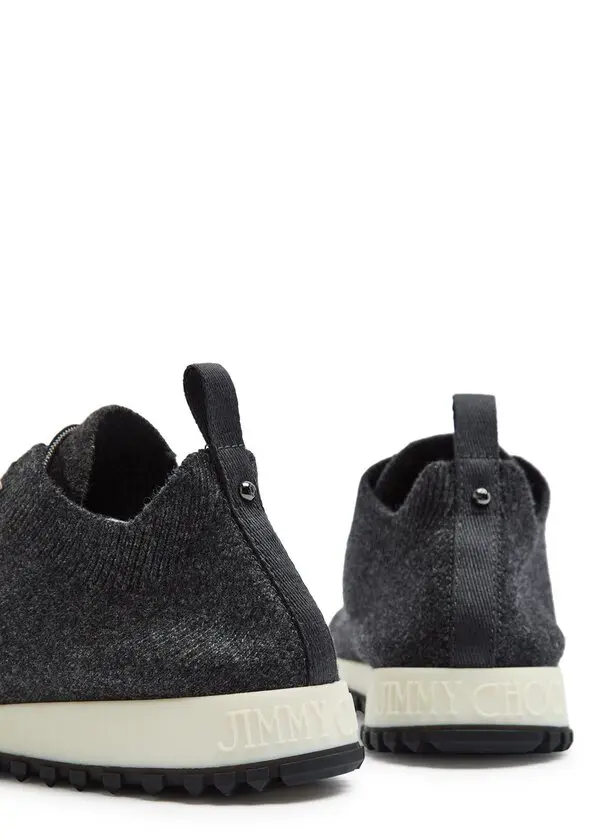 JIMMY CHOO Cashmere-knit Sneakers With Pearl Embellishments
