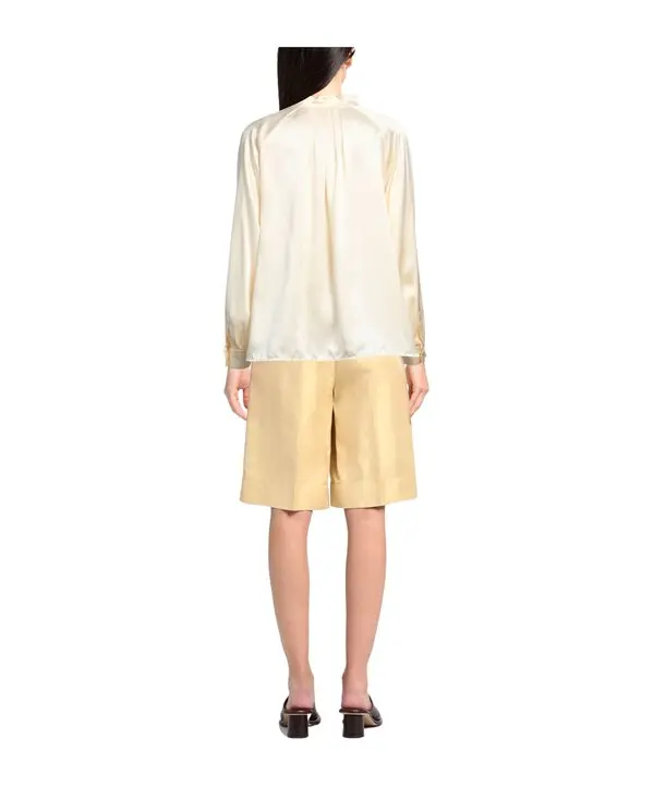Max Mara Solid Color Satin Long-sleeve Top
