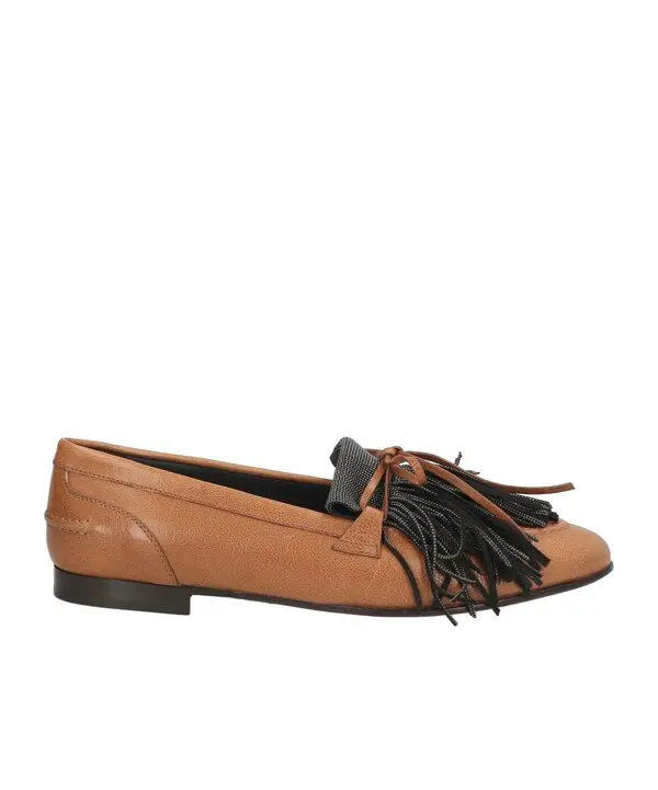 Brunello Cucinelli Leather Loafers With Tassel Embellishment - Brown