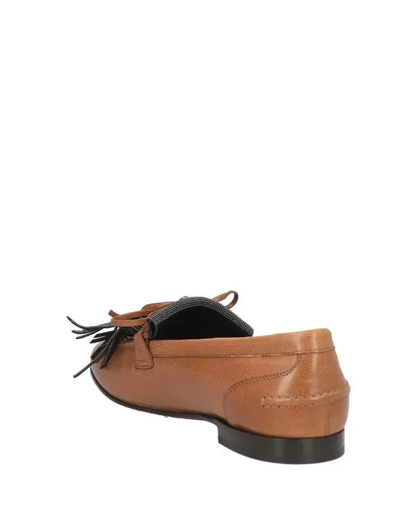 Brunello Cucinelli Leather Loafers With Tassel Embellishment - Brown