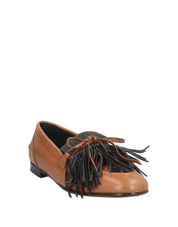 Brunello Cucinelli Leather Loafers With Tassel Embellishment - Brown