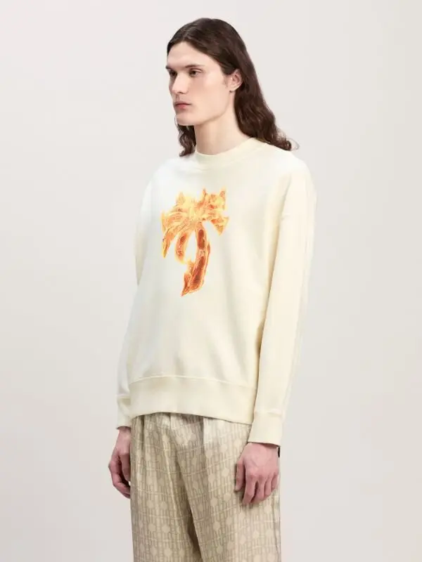Palm Angels Burning Palm Printed Crewneck Sweatshirt