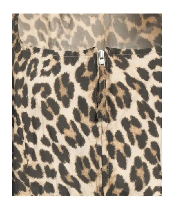 GANNI Leopard Print Square Neck Short Sleeve Top
