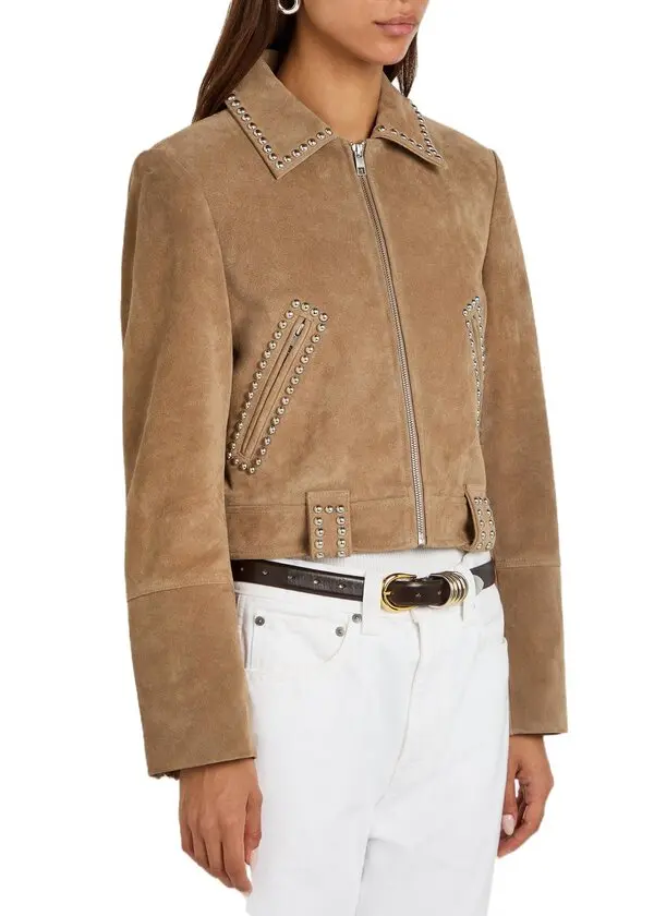 Staud Hugo Stud-embellished Suede Jacket