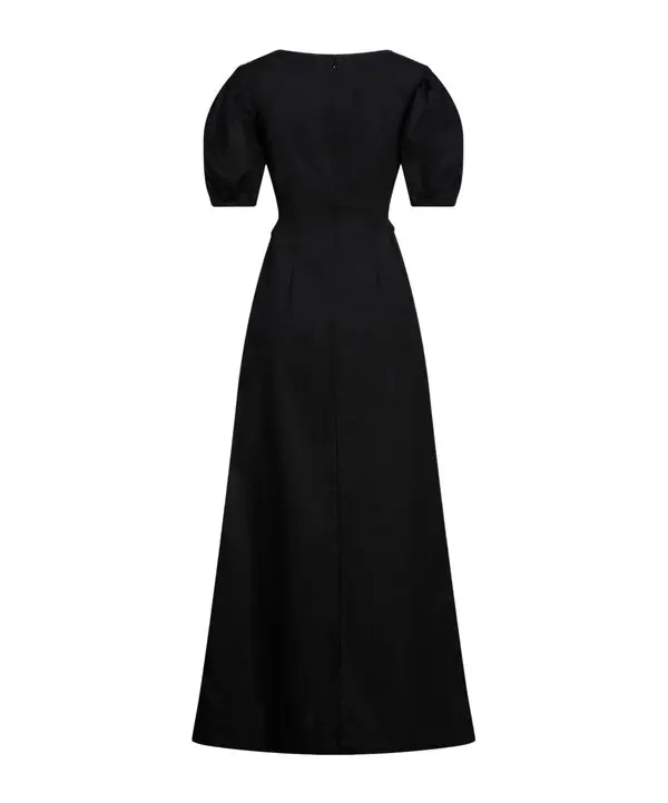 GANNI Elegant Solid Color Short Sleeve Midi Dress