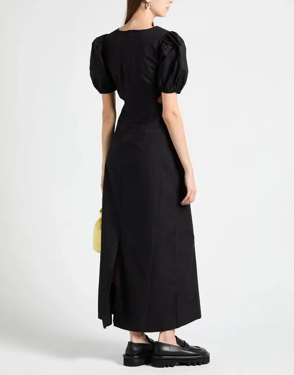 GANNI Elegant Solid Color Short Sleeve Midi Dress