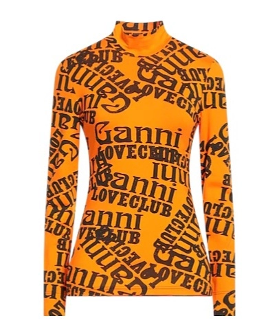 GANNI Printed Long-sleeve Turtleneck T-shirt