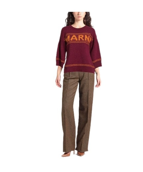 Marni Two-tone Knit Sweater With Brand Logo