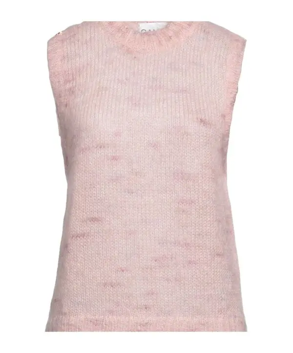 GANNI Fashion Solid Color Sleeveless Knit Tank Top - Pink