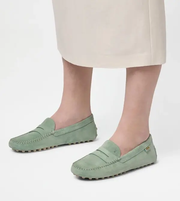 TOD'S Suede Round Toe Loafers With Signature Detailing