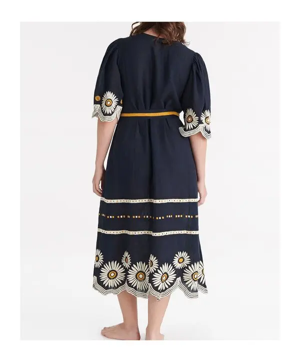 ERES Hortense Floral-embroidered Linen Dress