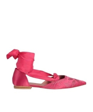 MAXCO. Max&co. Water Drill Pointed Toe Flats With Lace-up Detail