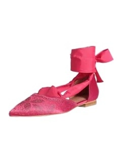 MAXCO. Max&co. Water Drill Pointed Toe Flats With Lace-up Detail