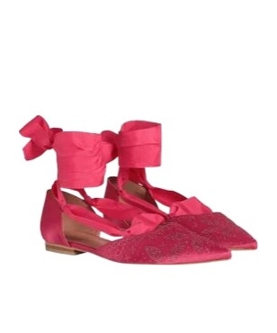 MAXCO. Max&co. Water Drill Pointed Toe Flats With Lace-up Detail