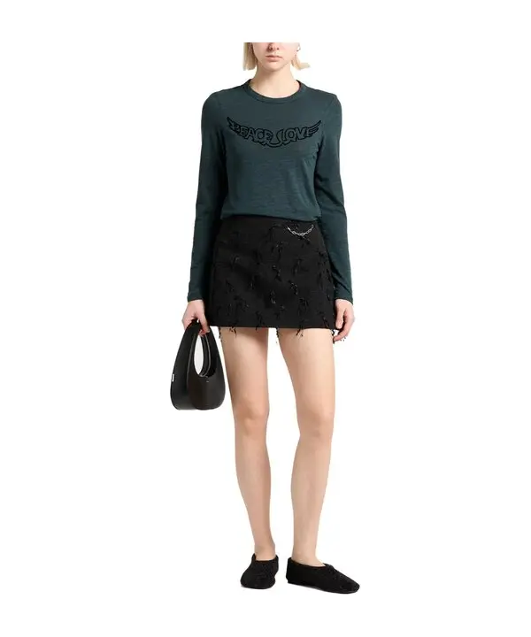 GANNI Woolen A-line Skirt With Beadwork And Tassels