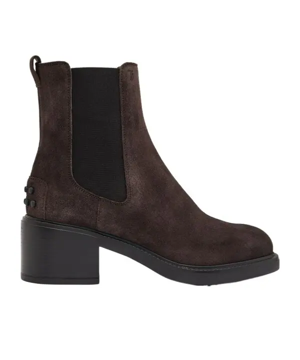 TOD'S Suede Ankle Boots With Block Heel