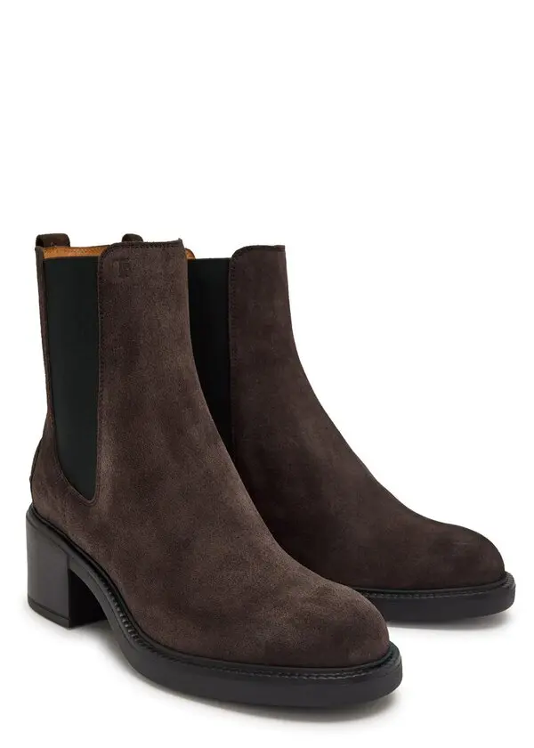 TOD'S Suede Ankle Boots With Block Heel